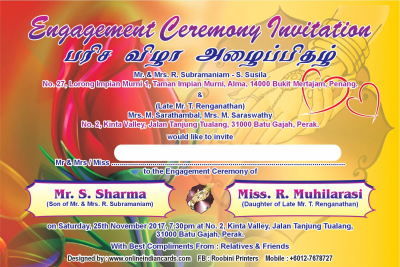 Onlineindiancards - Indian Invitation Card, Karumathi Card Design & Print