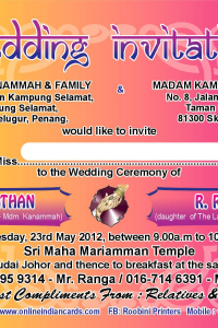 Onlineindiancards - Indian Invitation Card, Karumathi Card Design & Print